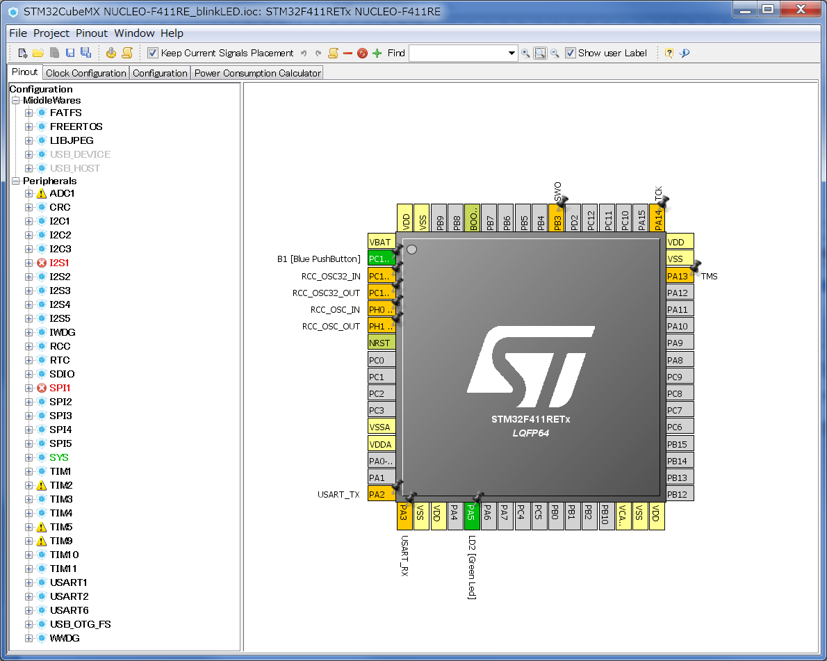 NUCLEO-F411REの開発01：Lチカ (STM32CubeMX+SW4STM32+HAL使用): Y2Kb::Log